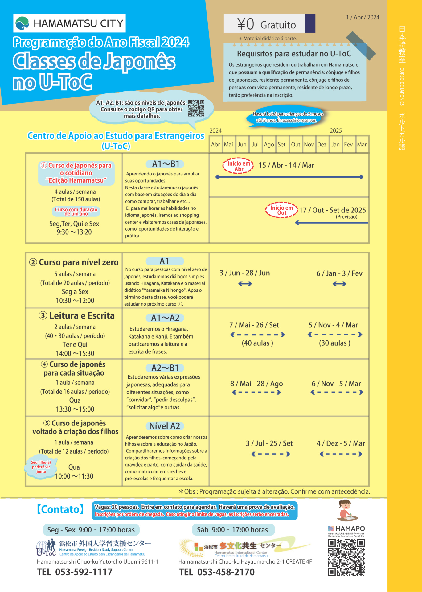 Aulas de Língua Japonesa | HAMAPO - Hamamatsu Intercultural Portal Site